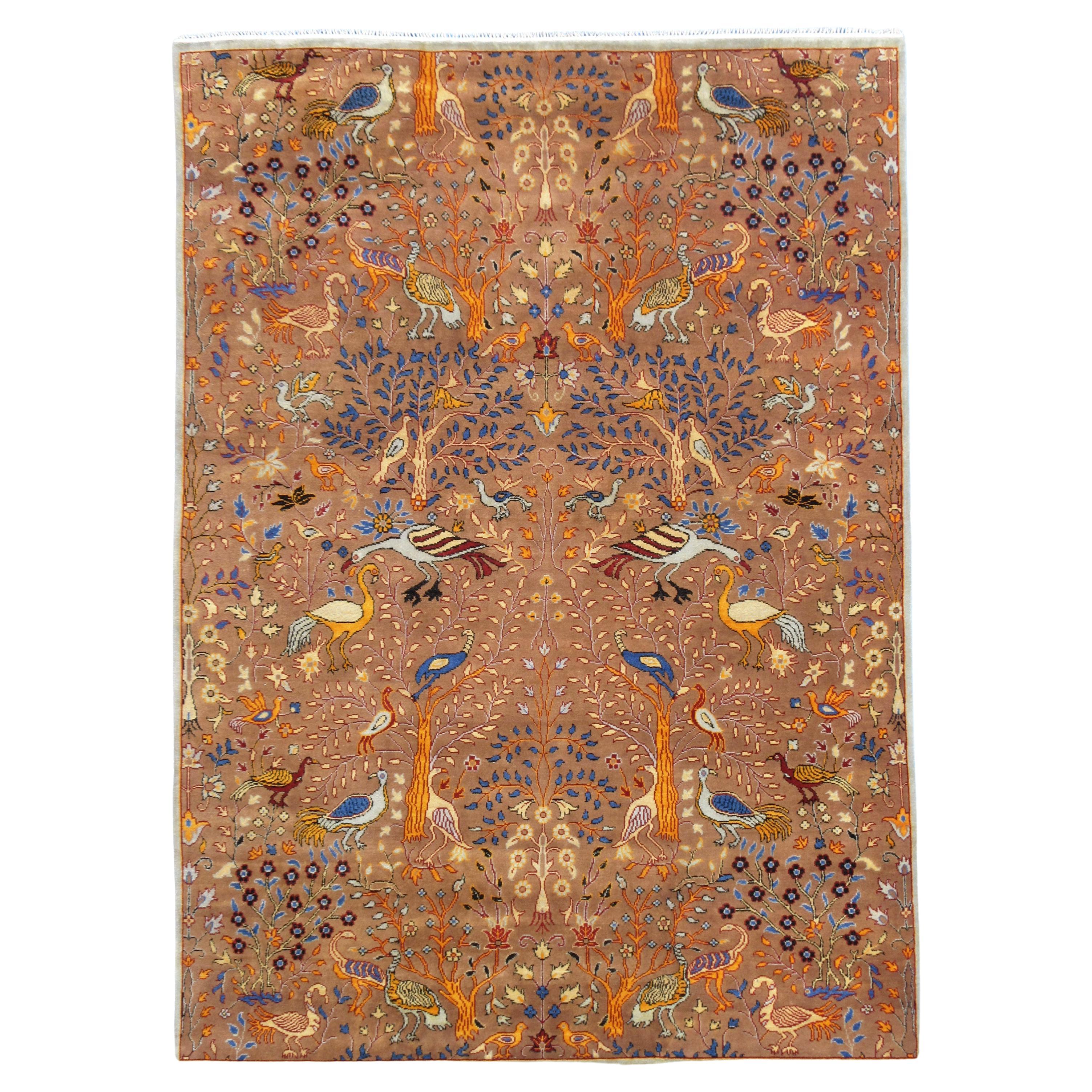 Brown Bird Design Rug For Sale at 1stDibs