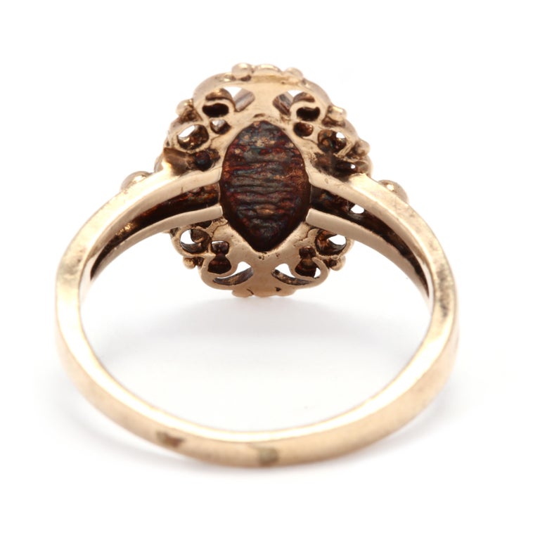 10Y Filigree Navette Signet Ring at 1stDibs