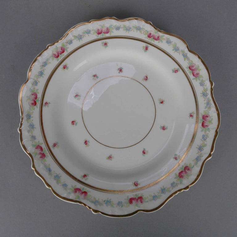 11 Antique English Cauldon Hand-Painted Floral and Gilt Porcelain ...
