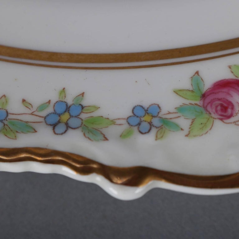 11 Antique English Cauldon Hand-Painted Floral and Gilt Porcelain ...