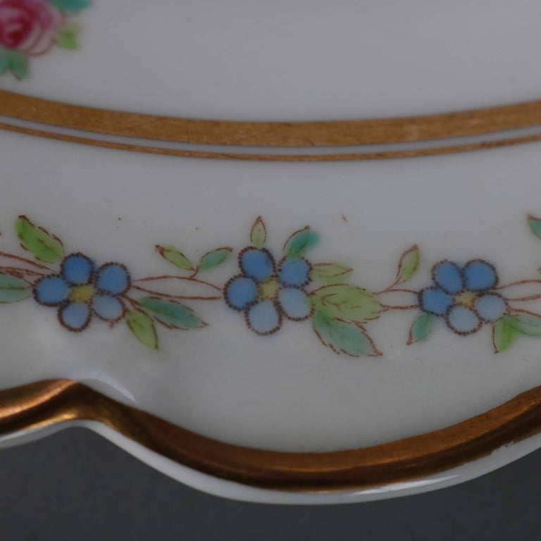 11 Antique English Cauldon Hand-Painted Floral and Gilt Porcelain ...