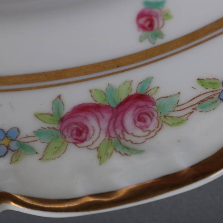 11 Antique English Cauldon Hand-Painted Floral and Gilt Porcelain ...