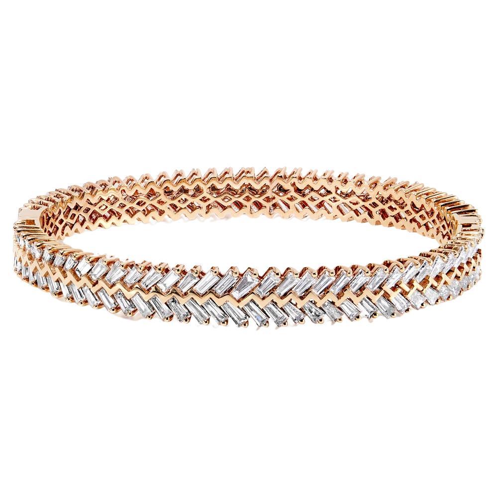 6 Carat Emerald Cut Diamond Bangle Bracelet Certified For Sale at 1stDibs