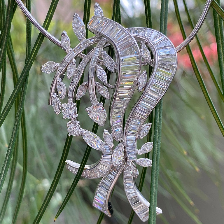 11 Carat Diamond Swag Pendant in Platinum on White Gold Omega Chain ...