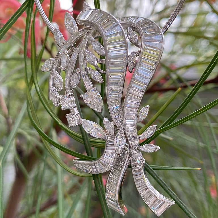11 Carat Diamond Swag Pendant in Platinum on White Gold Omega Chain ...