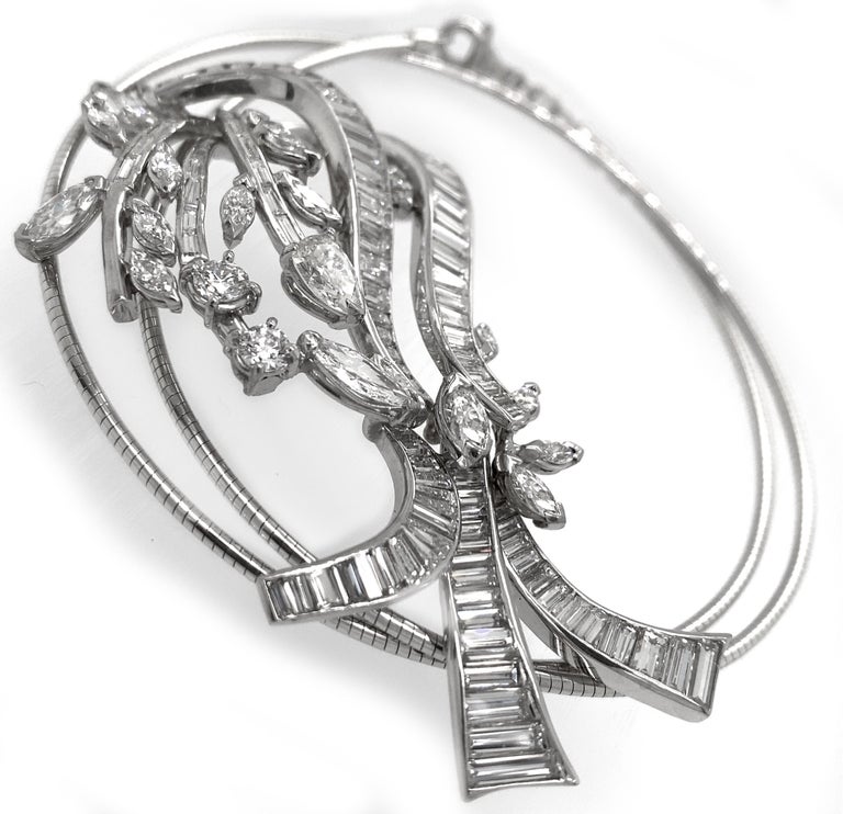 11 Carat Diamond Swag Pendant in Platinum on White Gold Omega Chain ...