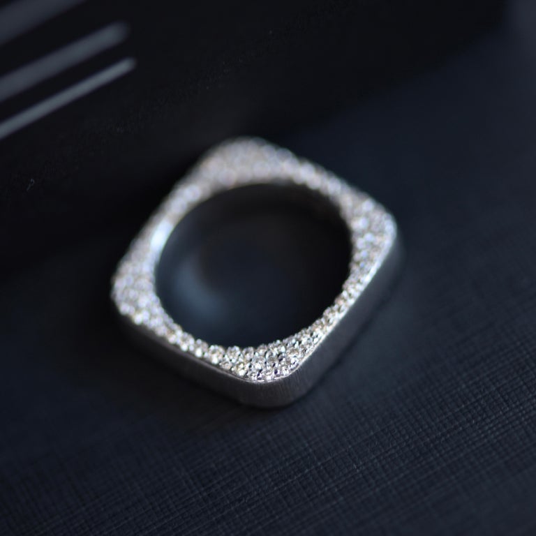 1, 1 Carat White Diamond 18 Karat Matte White Gold Ring Sahara ...