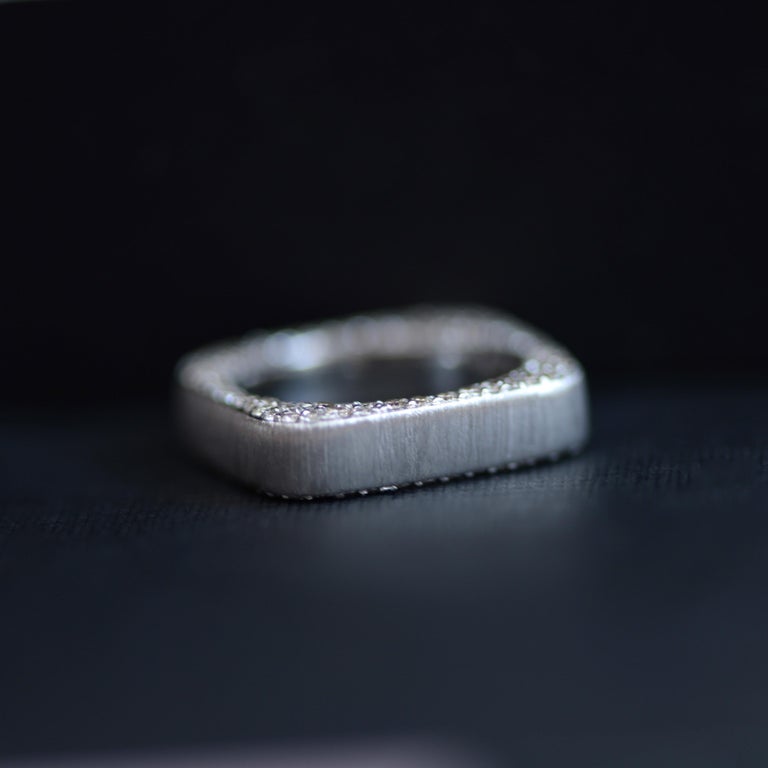 1, 1 Carat White Diamond 18 Karat Matte White Gold Ring Sahara ...