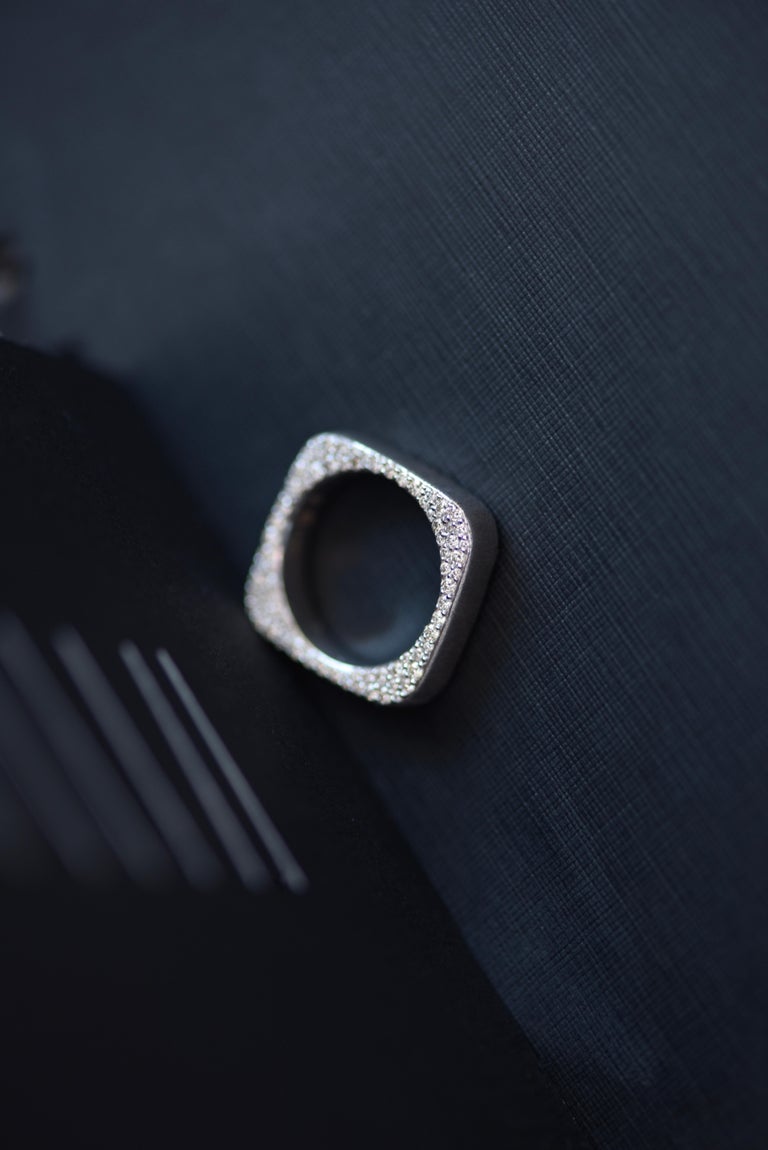 1, 1 Carat White Diamond 18 Karat Matte White Gold Ring Sahara ...