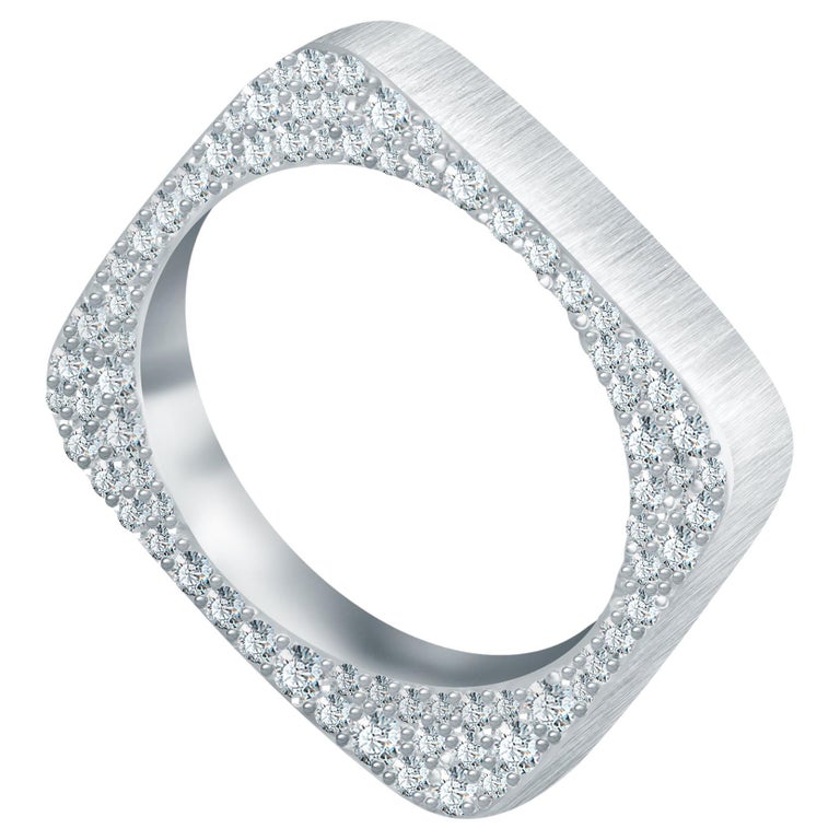 1, 1 Carat White Diamond 18 Karat Matte White Gold Ring Sahara ...