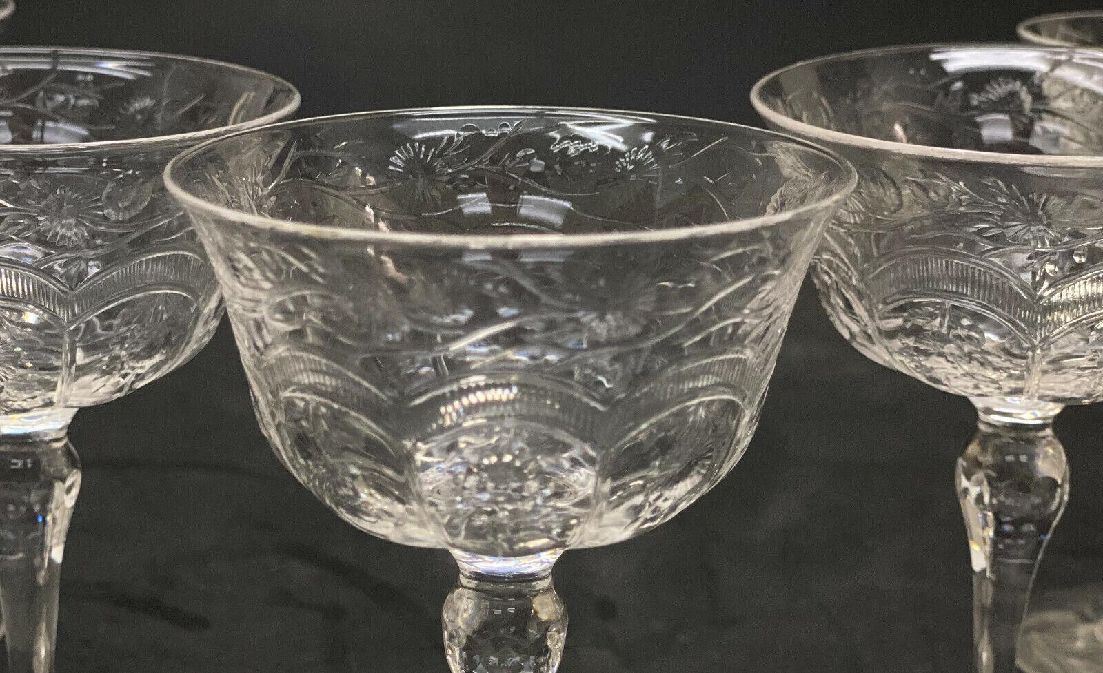 11 Continental Cut Glass Emulating Rock Crystal Sherry Wine Goblets ...
