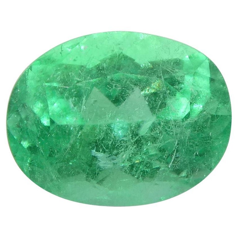 1.1 Ct Oval Emerald GIA Certified Colombian F1/Minor For Sale at 1stDibs