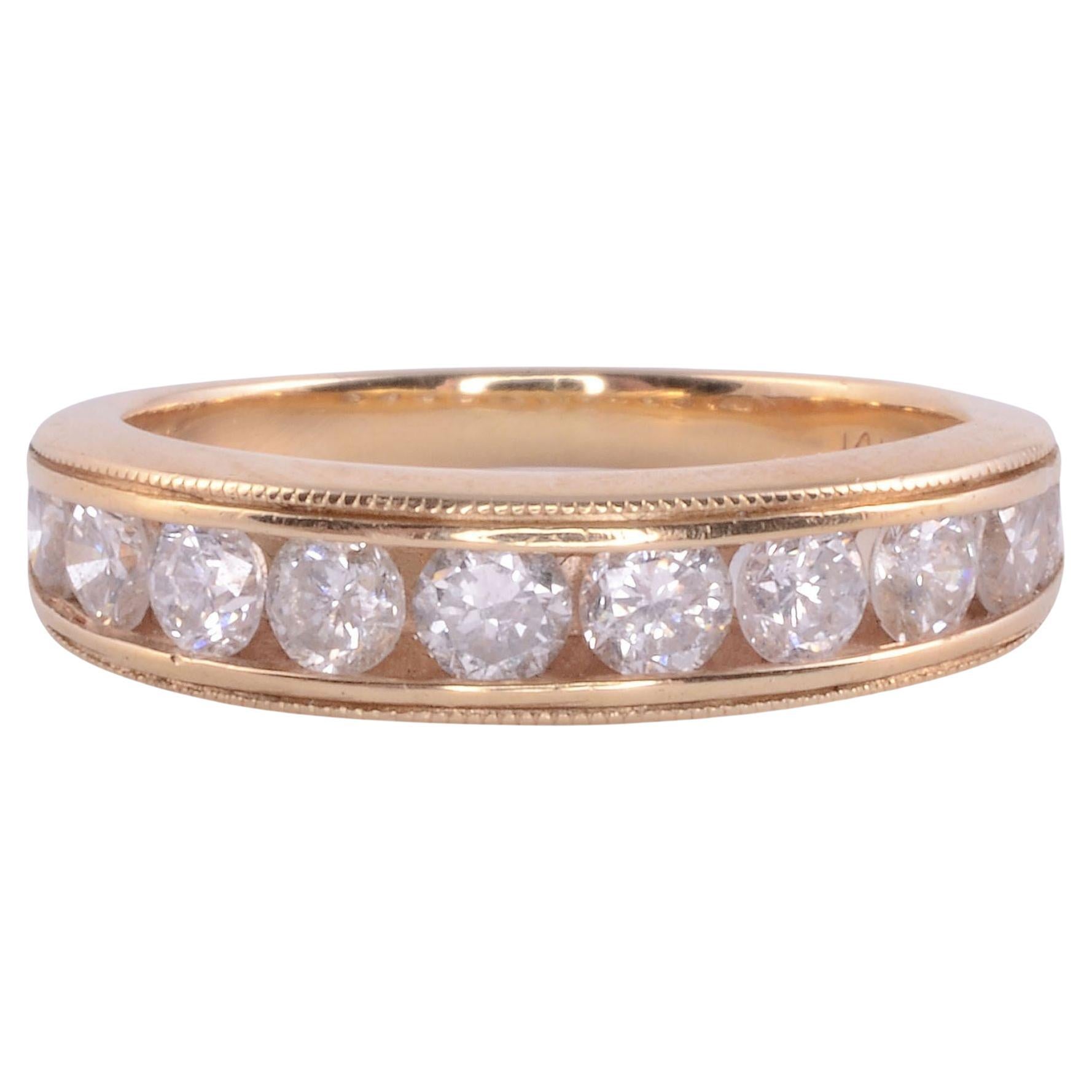 Five Diamond 18K Gold Band For Sale at 1stDibs