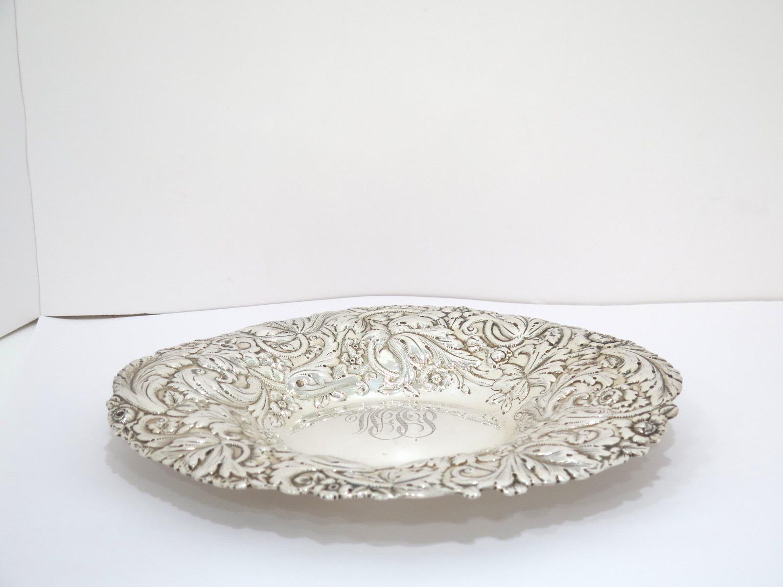 Sterling Silver Gorham Antique Floral Repousse Serving Dish For Sale at ...
