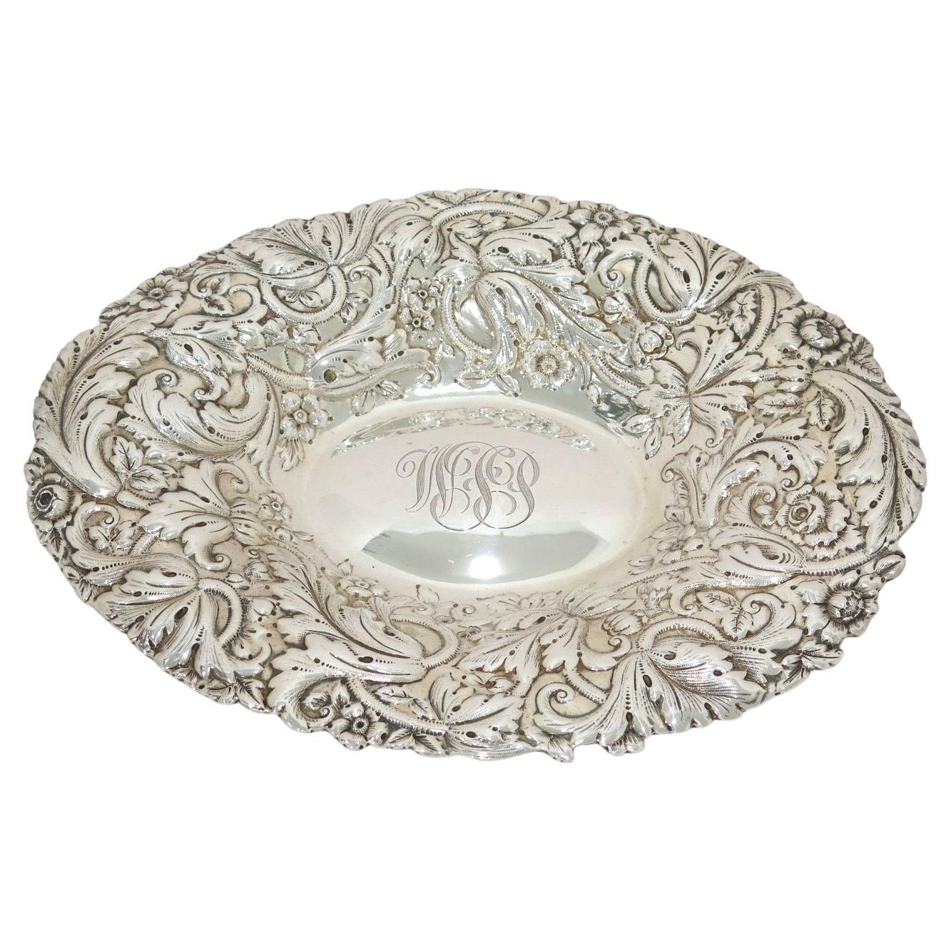 Sterling Silver Gorham Antique Floral Repousse Serving Dish For Sale at ...
