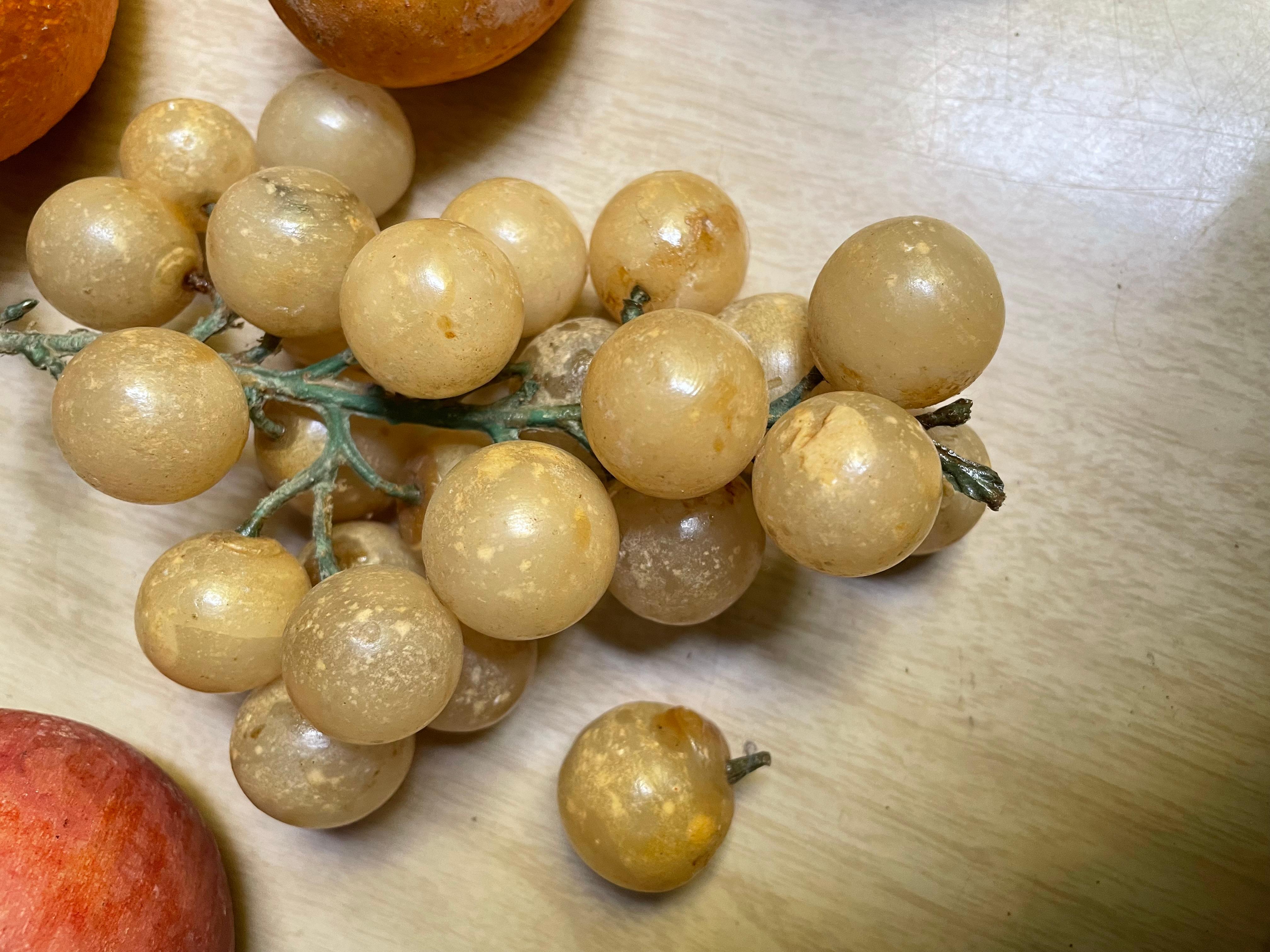 11 Piece Lot Large Italian Carved Stone Fruit Grapes Lemon Banana Fig ...