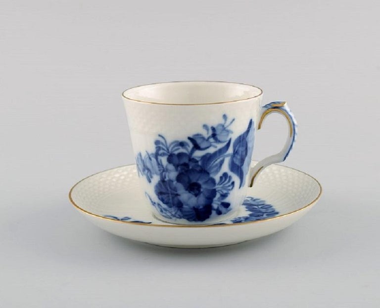 11 Royal Copenhagen Blue Flower Curved Mocha Cups and Saucers with Gold ...