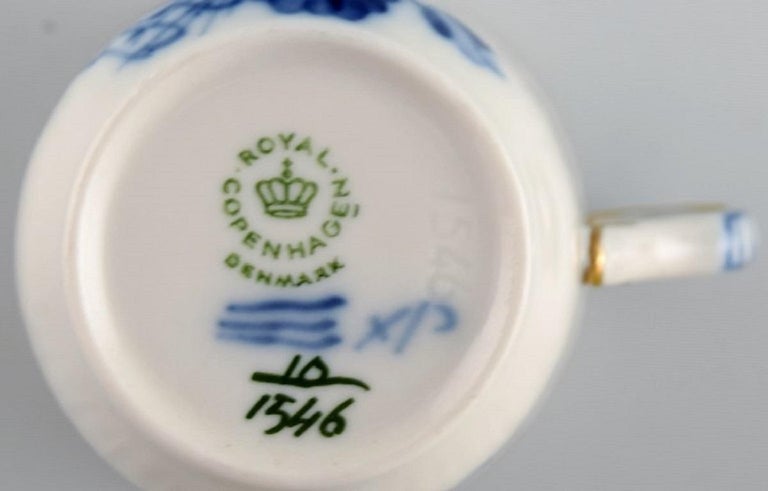 11 Royal Copenhagen Blue Flower Curved Mocha Cups and Saucers with Gold ...