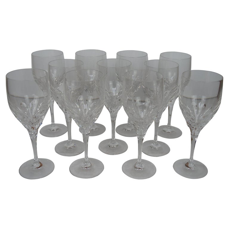 11 Vintage Gorham Cut Crystal Diamond Stemware Wine Water Goblets ...
