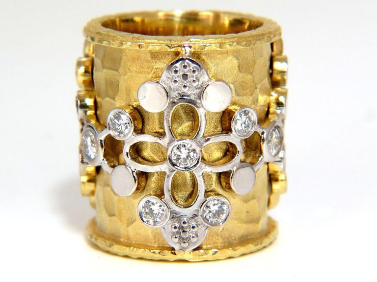 1.10 Carat 14 Karat Diamonds Spanish Goth Deco Revival Hammered Finish ...