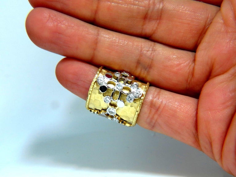 1.10 Carat 14 Karat Diamonds Spanish Goth Deco Revival Hammered Finish ...