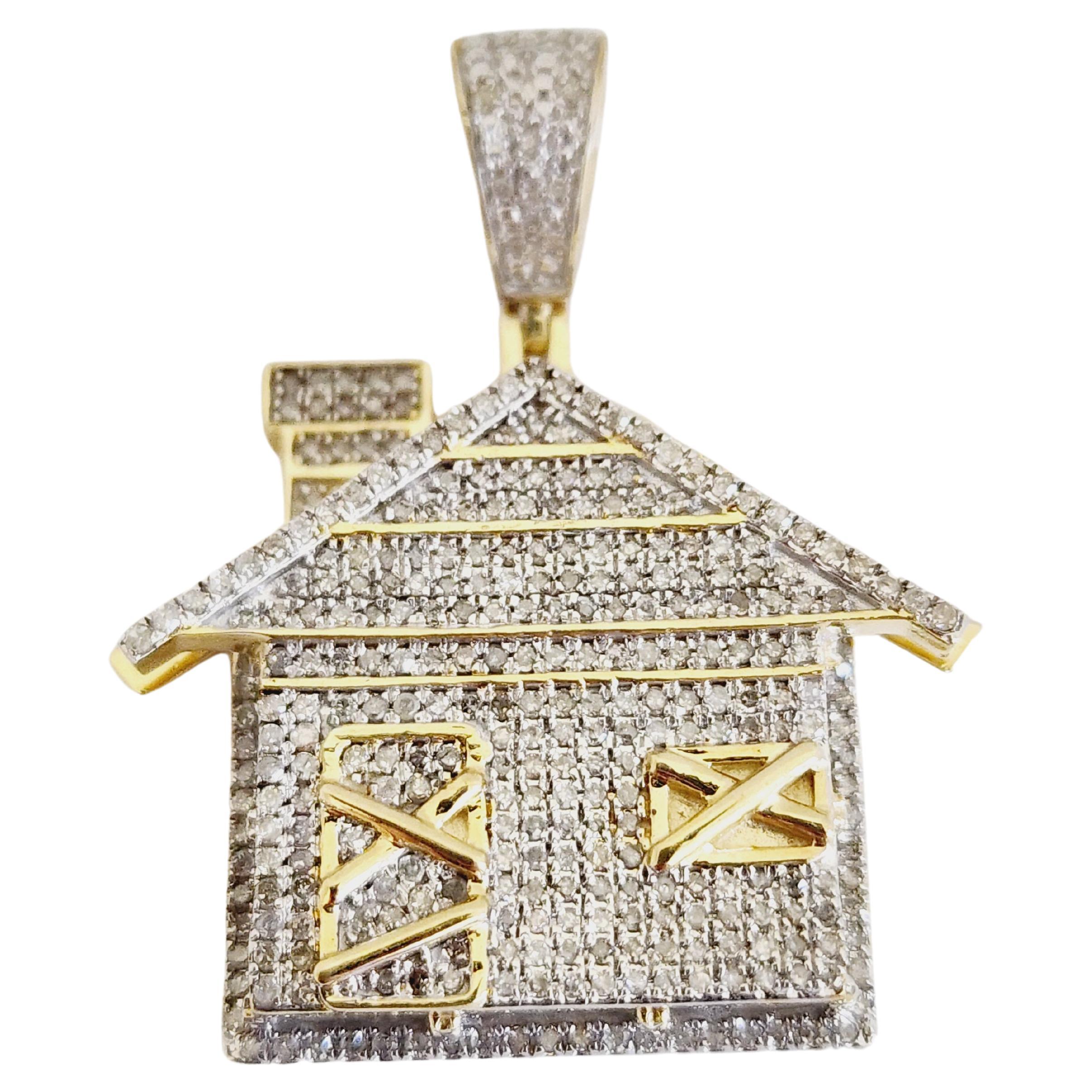 1.20 Carat Diamond Cross Pendant 10 Karat Yellow Gold For Sale at 1stDibs