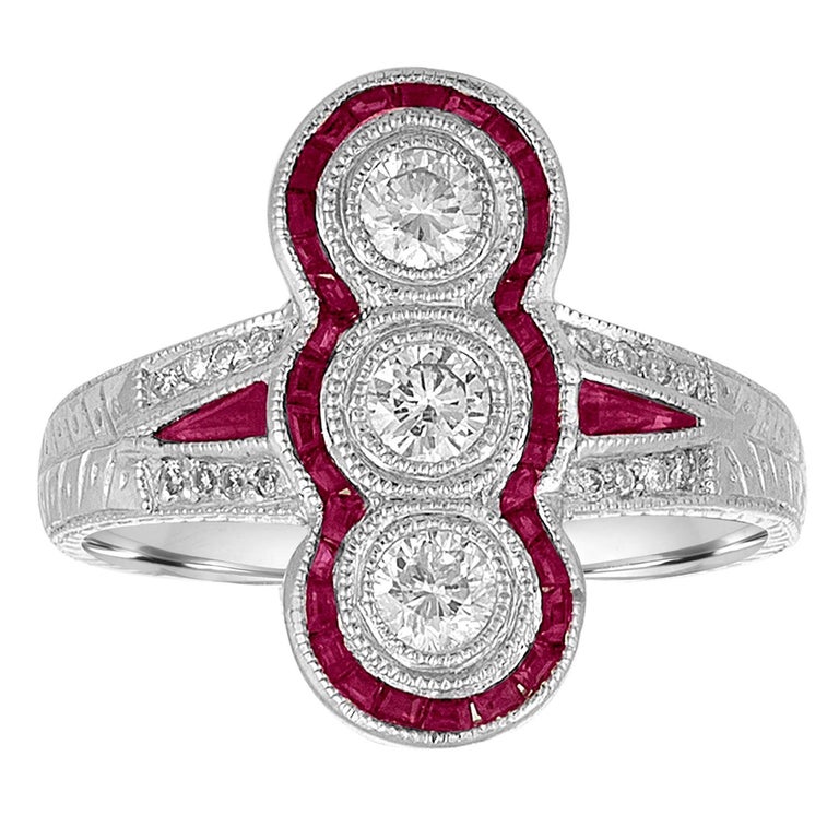 1.10 Carat Ruby Diamond Gold Ring For Sale at 1stDibs
