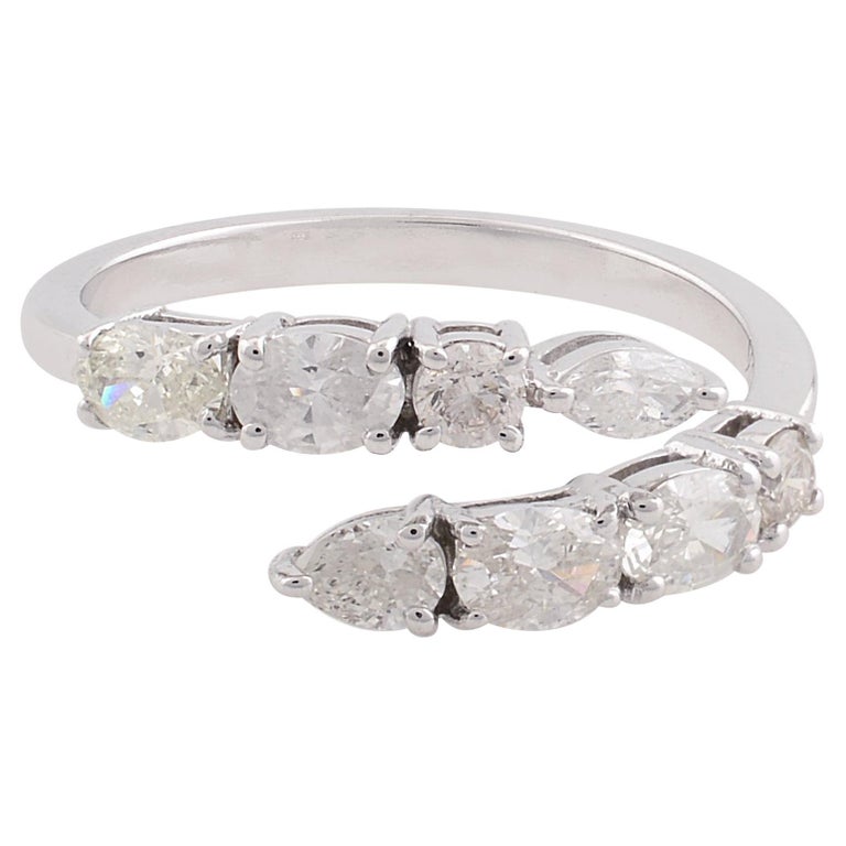 1.10 Carat SI/HI Marquise Oval Round Diamond Fine Wrap Ring 10 Karat ...