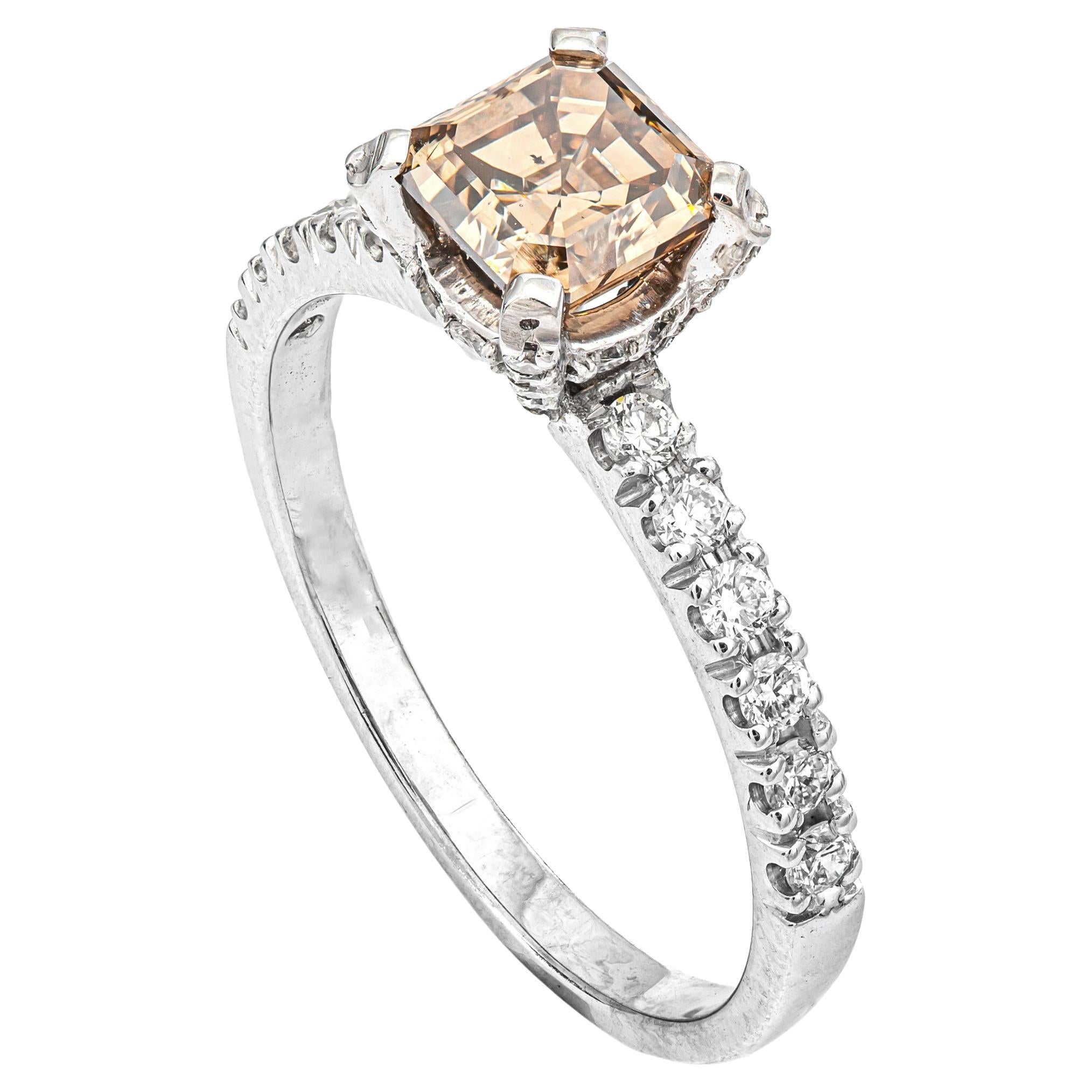 4.26Ct Fancy Cognac Diamond Frame Ring at 1stDibs