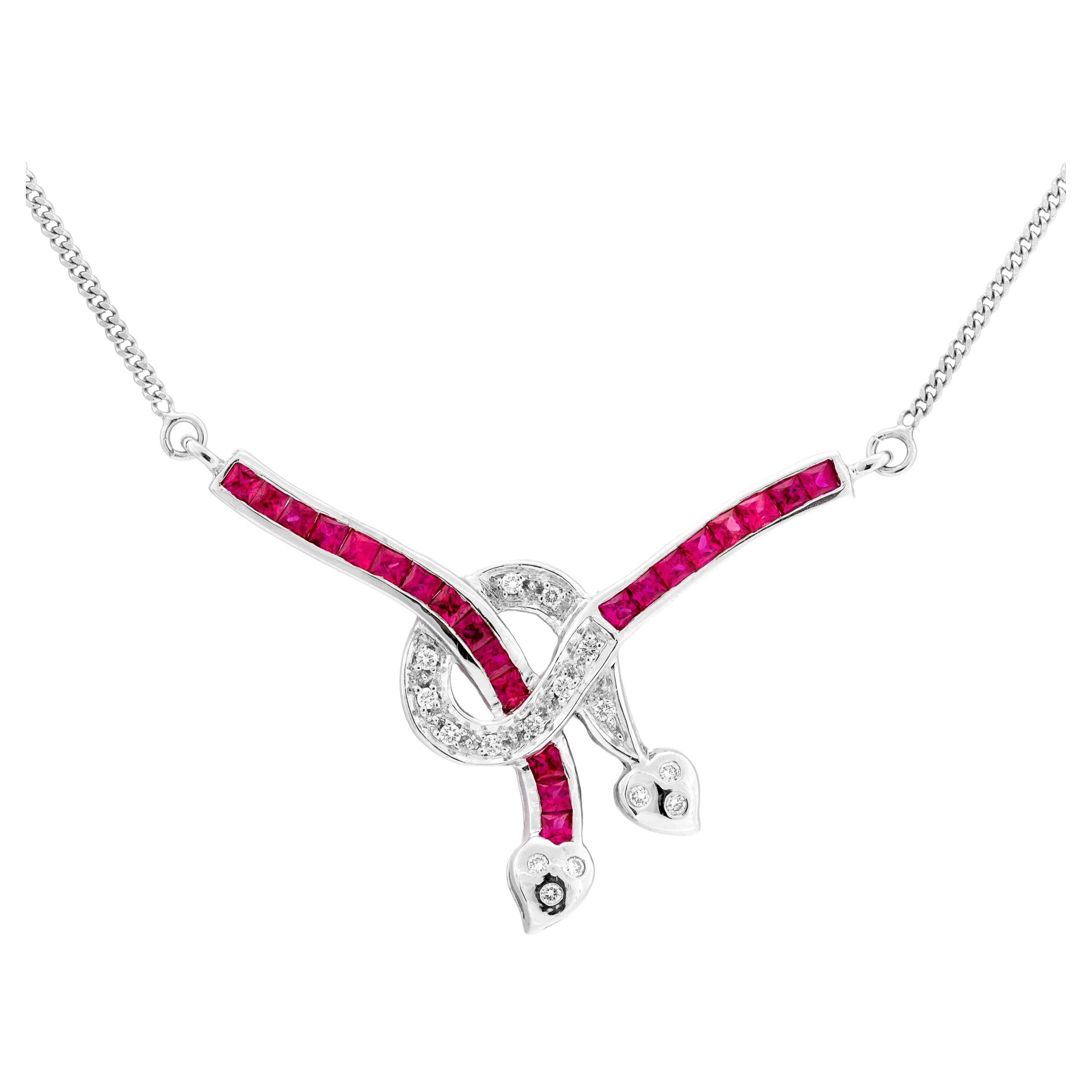 10.50 Tcw Natural Ruby and Diamond Collier Necklace For Sale at 1stDibs