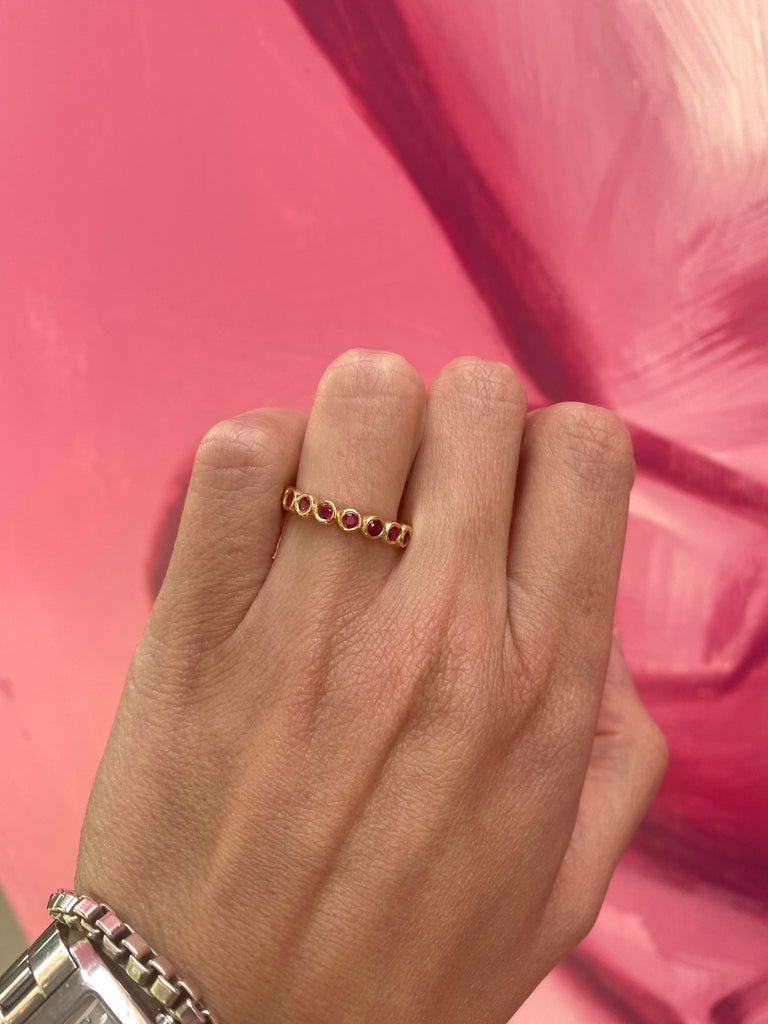 1.10ctw Round Ruby Bezel Set 14k Yellow Gold Eternity Band For Sale at ...