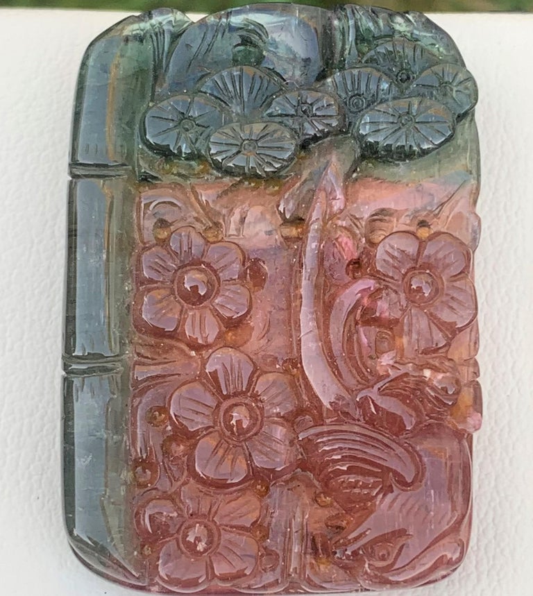 111.85 Carat Glamorous Natural Bi Color Flower Tourmaline Drilled ...