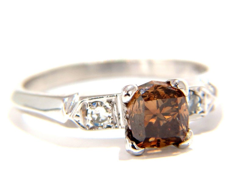 1.12 Carat Natural Fancy Bright Orange Brown Diamond Ring Platinum VS ...