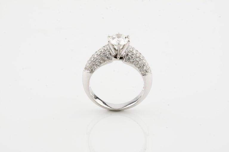 1.12 Carat Round Diamond Solitaire Ring with Pave Accents in White Gold ...