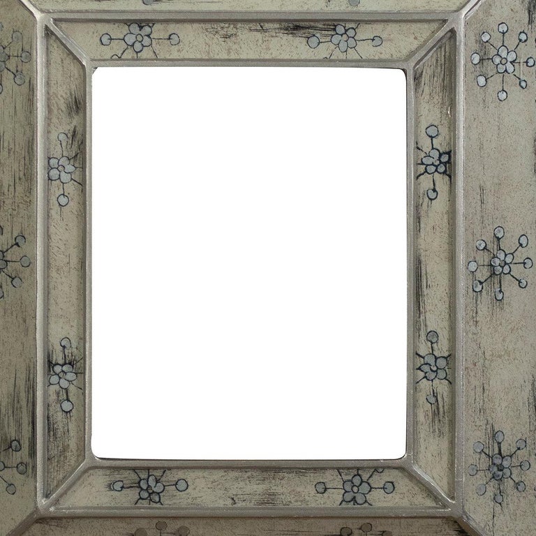 Unknown - "Peruvian Folk Art Hand Painted Glass Frame--Silver Snowflake ...