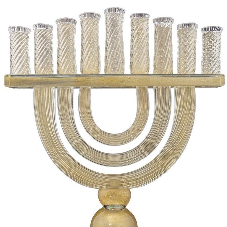 Unknown - Rare Large Mid Century Murano Glass Aventurine Menorah ...