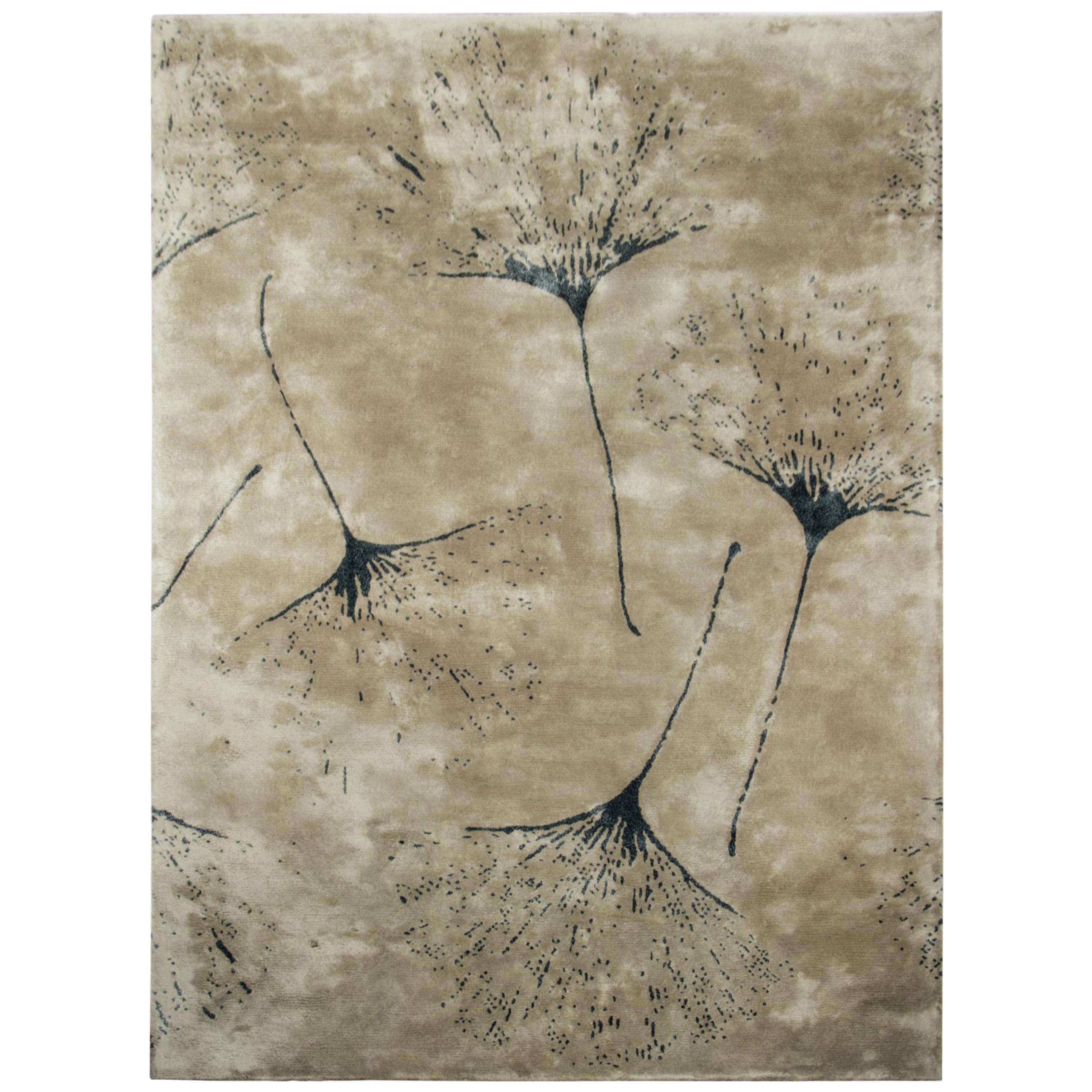 Macushi Hand-Tufted Tencel Rug in Sand with Tree Pattern For Sale at ...