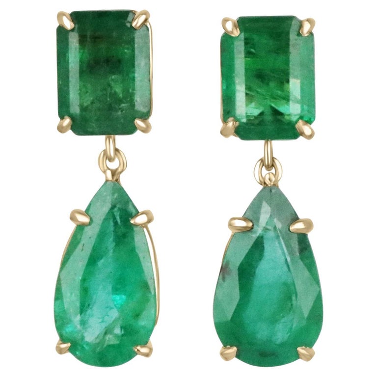 11.26tcw Natural Zambian Emerald Drop / Dangle Earrings Gold 18K For ...