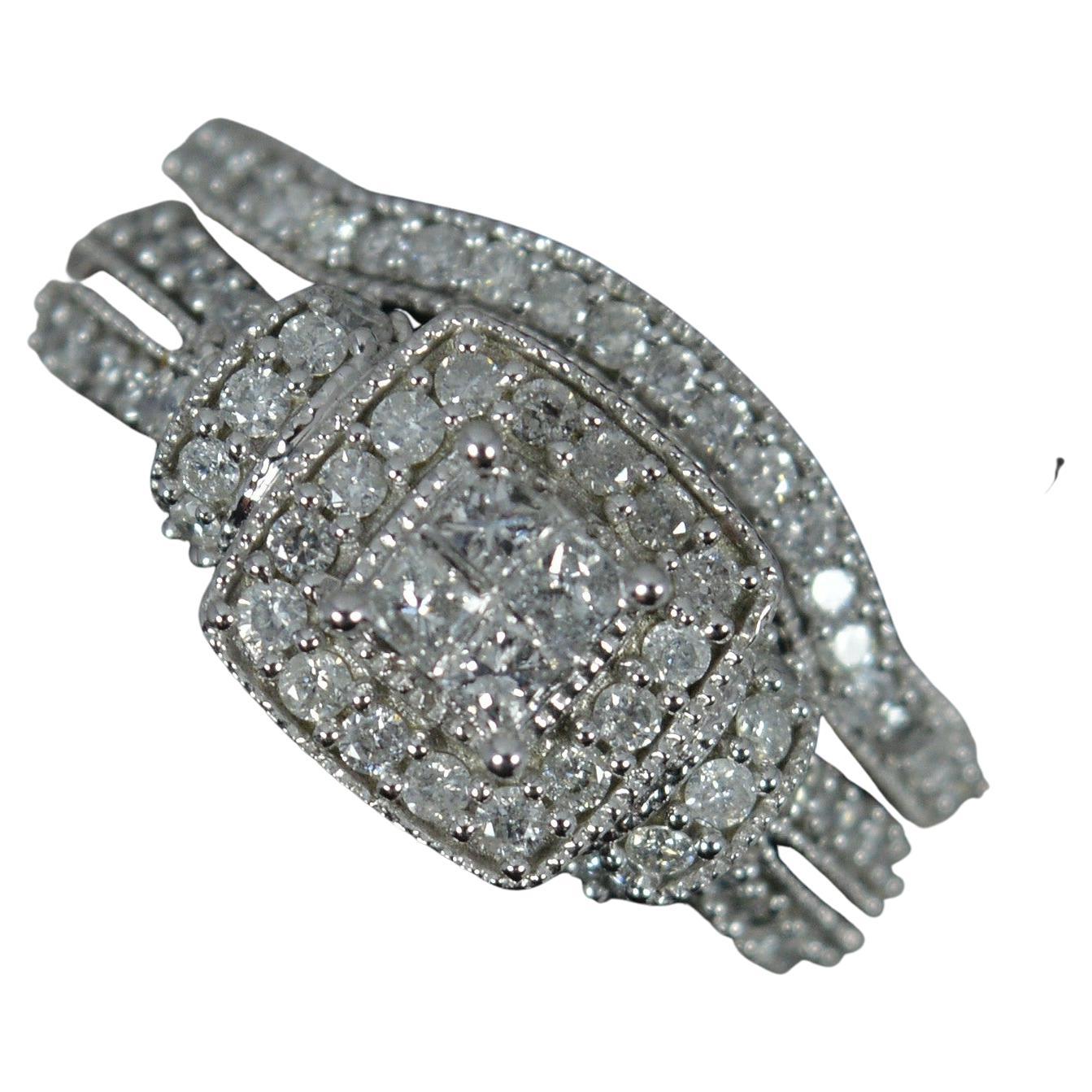 1.50ct Diamond and 14ct White Gold Bridal Set of Two Rings For Sale at ...