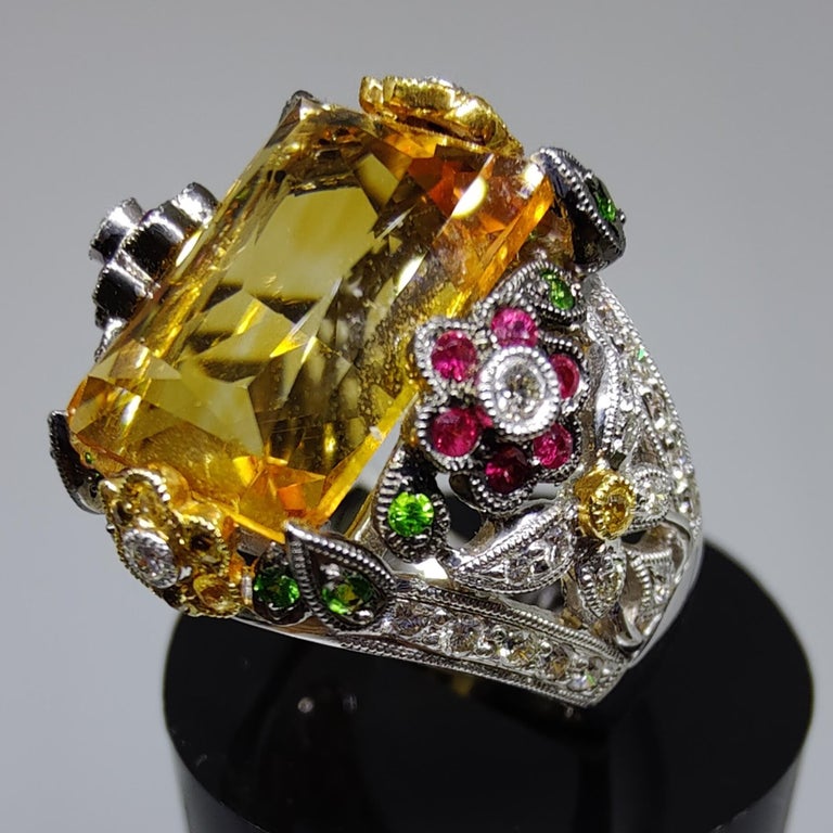 Baroque 11.35ct Topaz, Ruby, Emerald, Yellow Sapphire and Diamond ...
