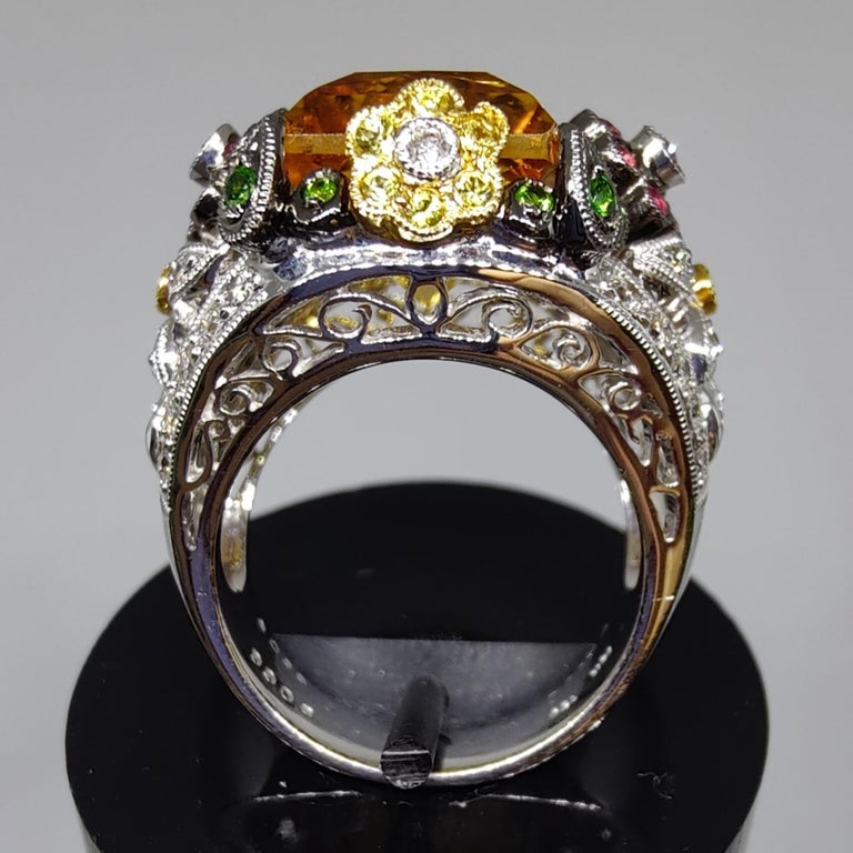 Baroque 11.35ct Topaz, Ruby, Emerald, Yellow Sapphire and Diamond ...