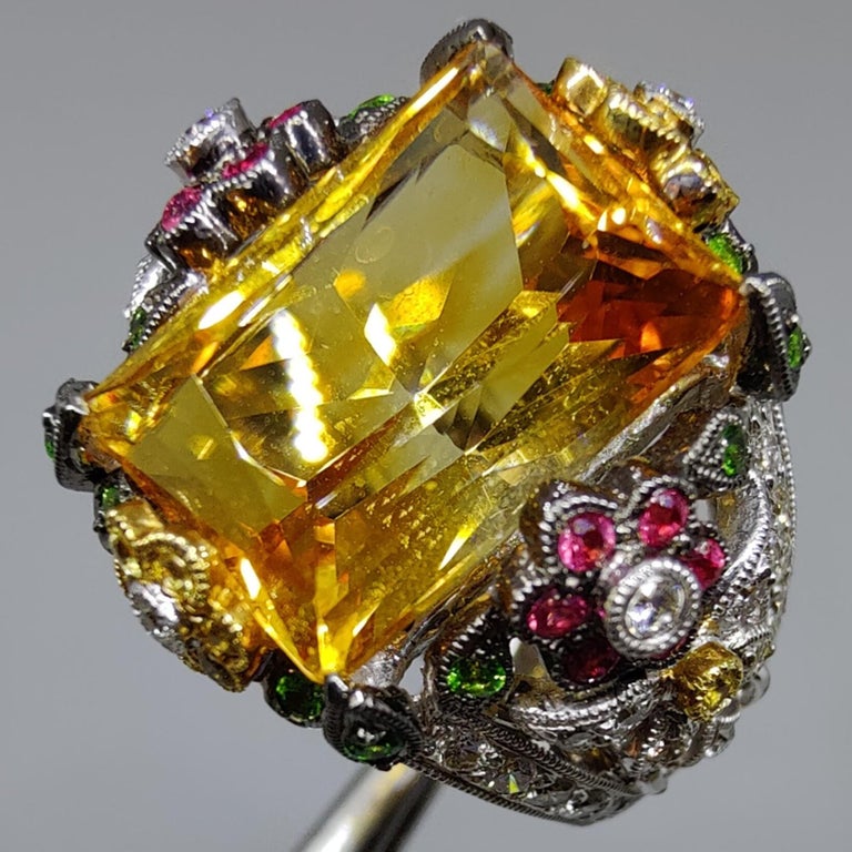 Baroque 11.35ct Topaz, Ruby, Emerald, Yellow Sapphire and Diamond ...