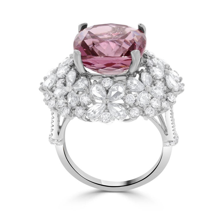 11.36 Carat Malaya Garnet and Diamond Ring For Sale at 1stDibs