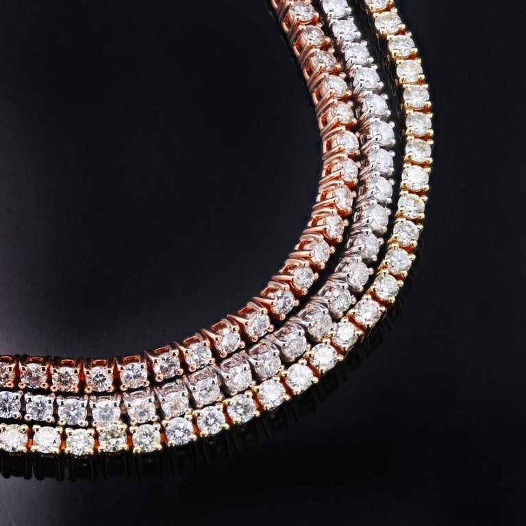 11.37ctw Diamond 14k Yellow, White and Rose Gold Tennis Bracelet ...