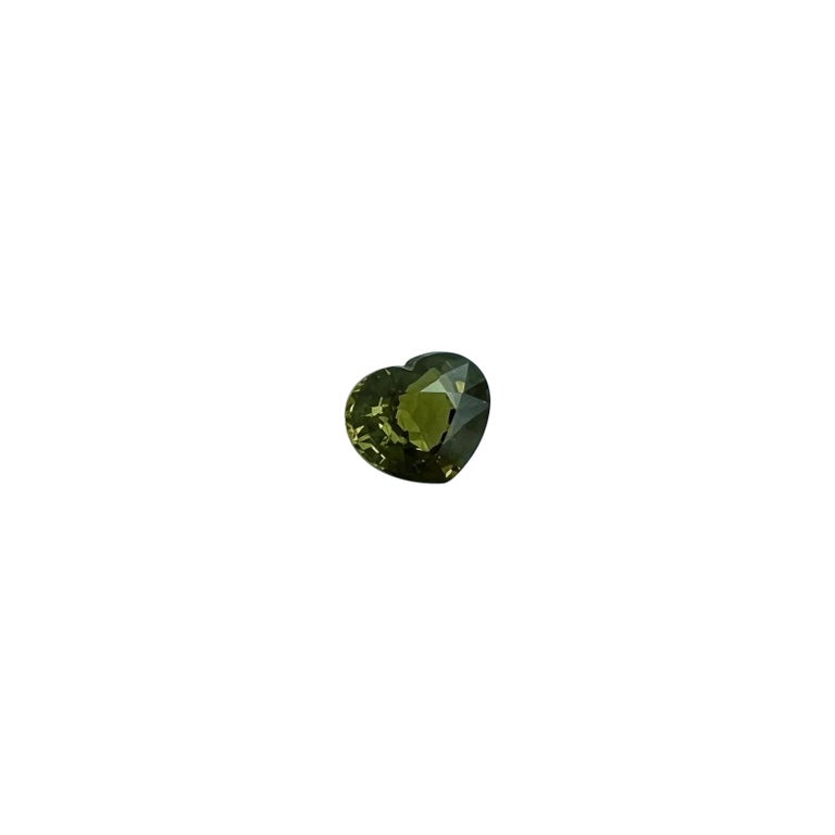 1.13ct Unique Olive Green Yellow Untreated Heart Cut Sapphire Gem IGI ...