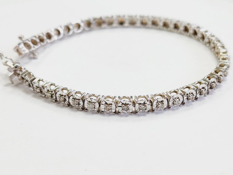 1 15 Carats Diamond Cut Miracle Illusion Tennis Bracelet 14 Karat White