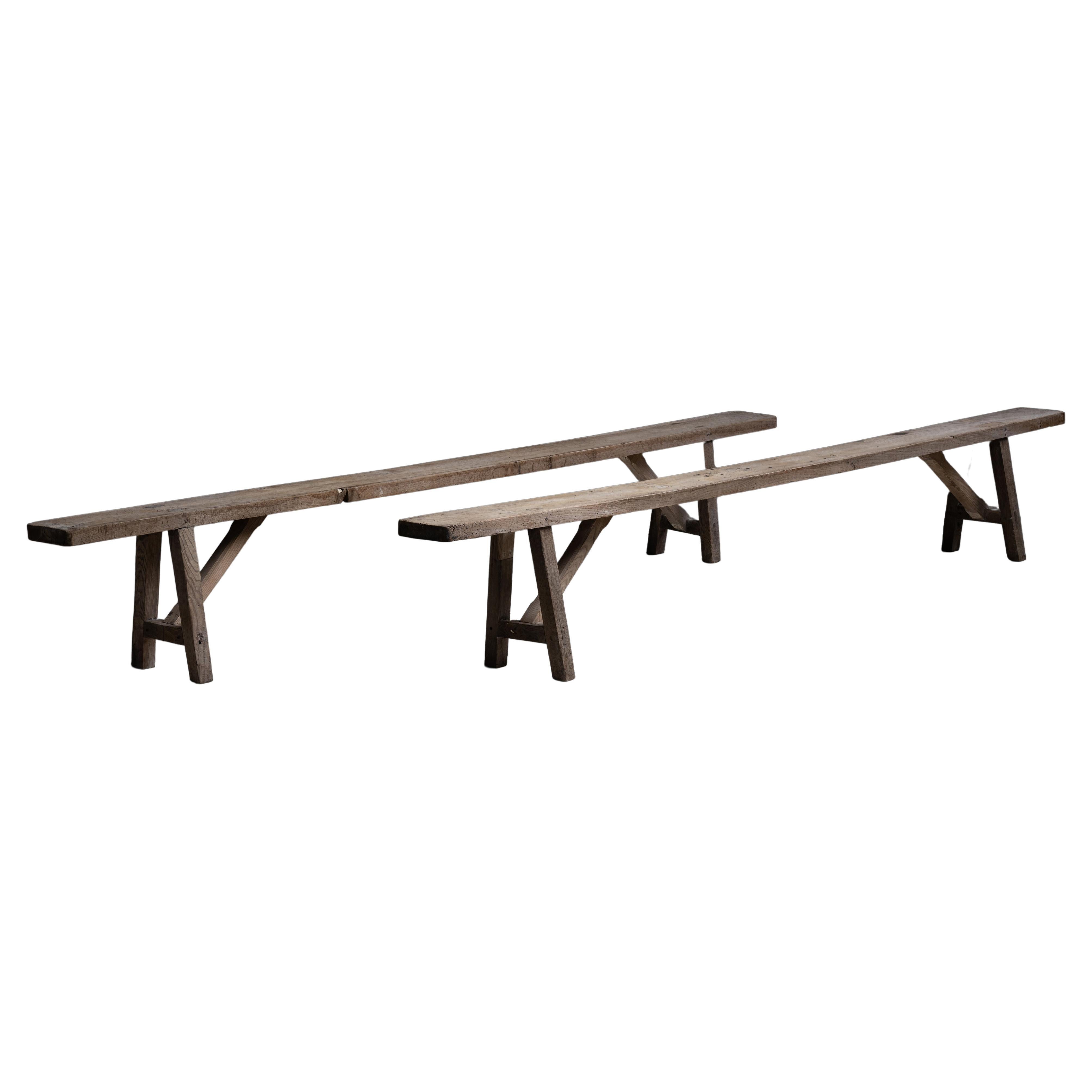 Primitive Long Wooden Bench at 1stDibs