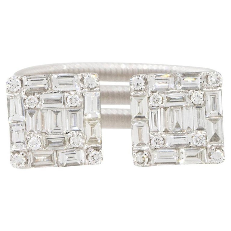 1.15 Carat Diamond Mosaic Stretch Open Shank Ring 18 Karat in Stock For ...