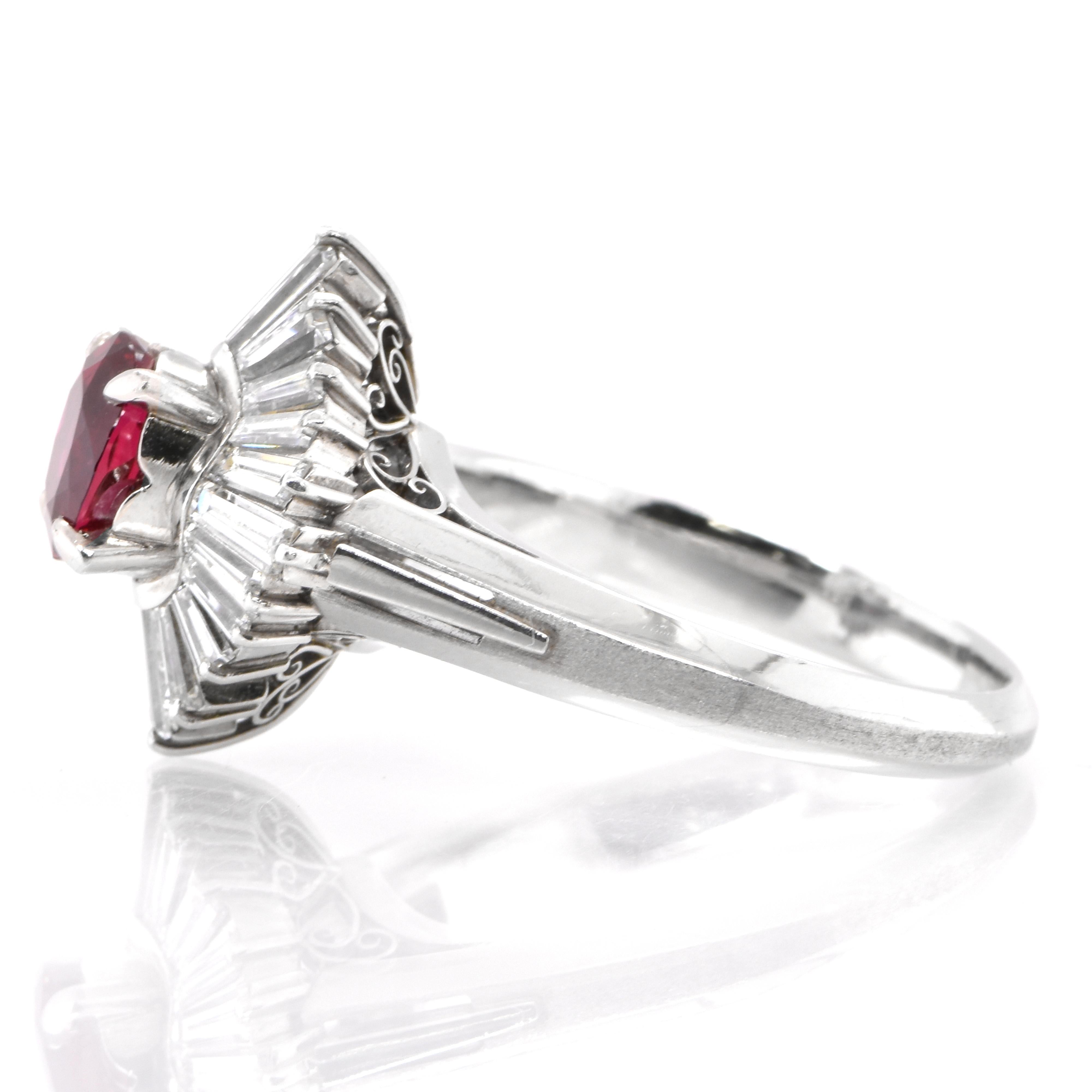 1.15 Carat Natural Blood Red Ruby and Diamond Vintage Ring Set in ...