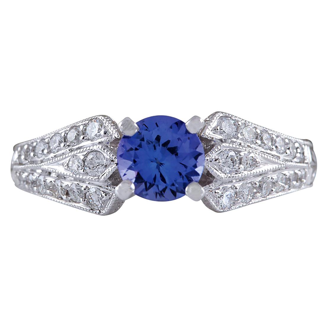 Vintage 1.15 Carats Diamond 18k White Gold Solitaire Men's Gypsy Ring ...